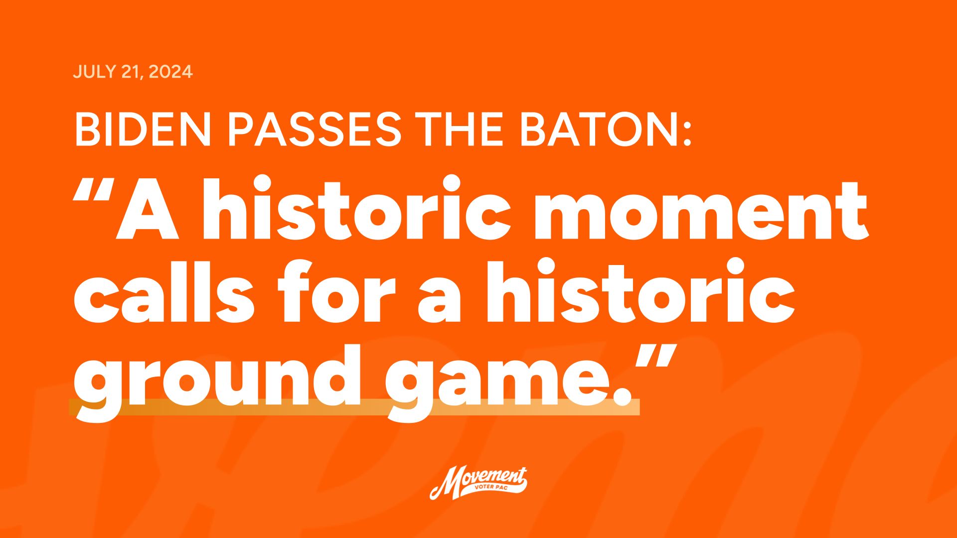 Statement on Biden Passing the Baton: “A historic moment calls for a ...